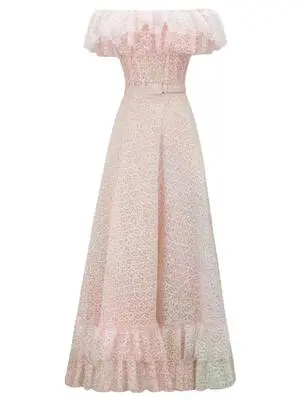 GEMY MAALOUF Off-shoulder Ruffled Dress - Pink