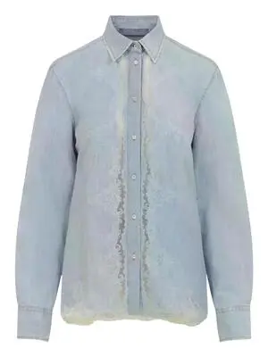 Ermanno Scervino Lace-detail Buttoned Shirt - Blue