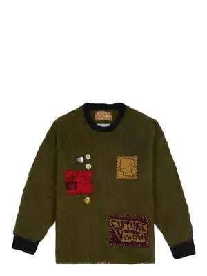 BRAIN DEAD Patchwork Pins-appliqués Sweater - Green