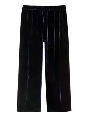 Eileen Fisher Elasticated Velvet-effect Trousers - Blue