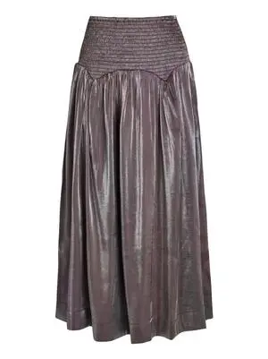 DAMSON MADDER Layla Shirred Midi Skirt - Grey