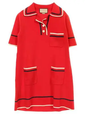 Gucci Knitted Short-sleeve Polo Dress - Red