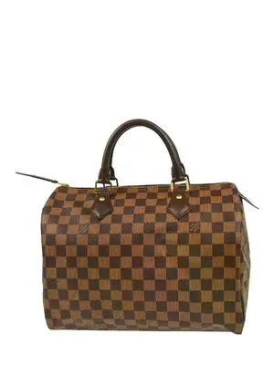 LOUIS VUITTON 2014 Speedy Checkered Tote Bag - Brown