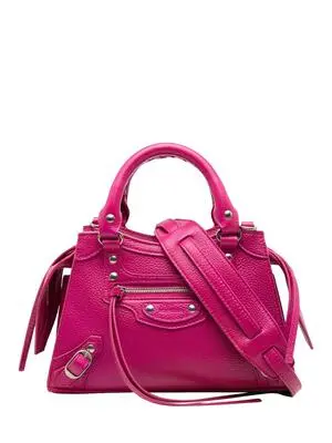 Balenciaga Grained Calfskin Motocross Neo Classic City Satchel - Pink