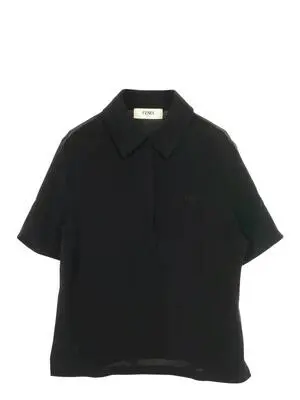 Fendi Logo-detail Short-sleeve Polo Shirt - Black
