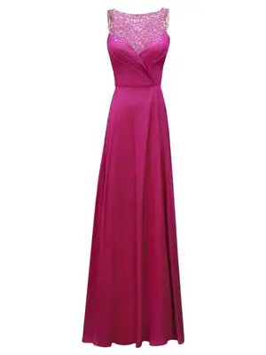 GEMY MAALOUF Beaded Halterneck Maxi Dress - Pink