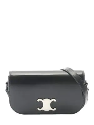 Celine Triomphe Leather Shoulder Bag - Black