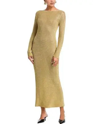 Staud Nikitta Metallic Knit Maxi Dress - Gold