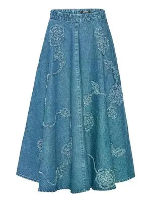 ROTATE BY BIRGER CHRISTENSEN Flower Midi Skirt - Blue