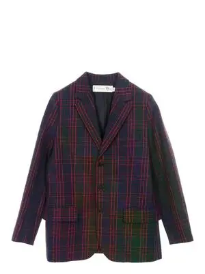 Dior 2010s Check-pattern Blazer - Blue