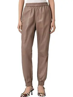 ALLSAINTS Jen Leather Jogger Pants - Mocha Brown