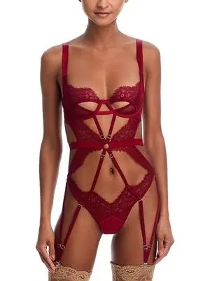 THISTLE AND SPIRE Minna Lace Bodysuit - Ruby
