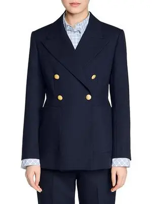 Sandro Slim Fit Suit Jacket - Navy Blue