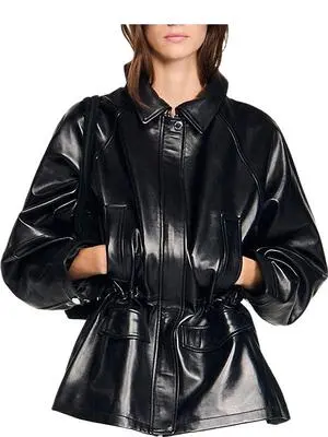 Sandro Leather Ashley Jacket - Black