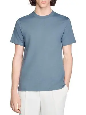 Sandro Ss26 Logo Tee - Grey Blue