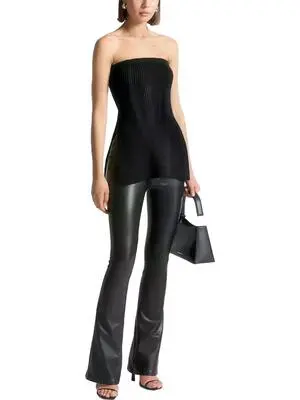 MANIÈRE DE VOIR Rib-Knit Slit Bandeau Top