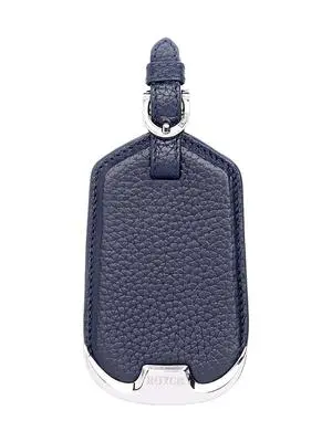 ROYCE NEW YORK Leather Luggage Tag - Navy Pebble