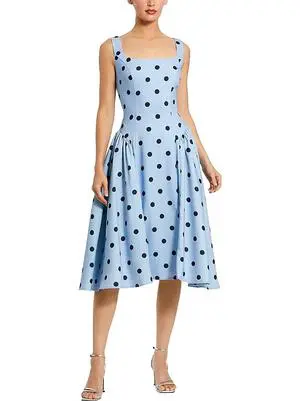 Mac Duggal Polka Dot A-line Midi Dress - Sky Multi