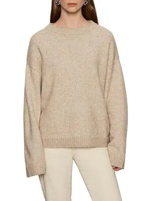 Sanctuary Crewneck Sweater With Removable Scarf - Heather White