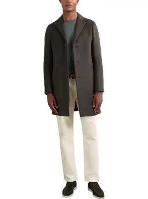 REISS Gable Wool Blend Overcoat - Dark Khaki