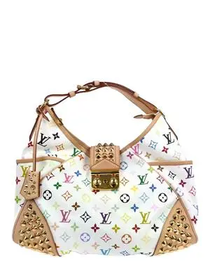 LOUIS VUITTON 2010s Chrissie Monogram Studs Shoulder Bag - White