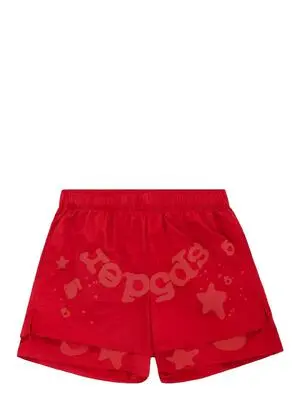 SP5DER Star-print Double-layer Shorts - Red