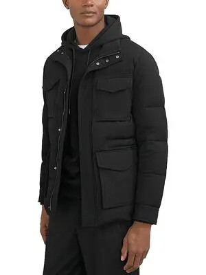 REISS Mercury Long Sleeve Quilted Puffer Jacket - Navy