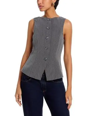 French Connection Minka Pinstriped Vest - Steel Haze
