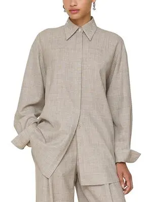 Lafayette 148 New York Oversized Shirt - Taupe Multi