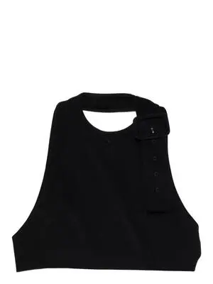 COURREGES Buckle Detail Crop Top - Black
