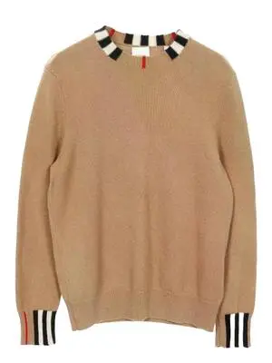 Burberry Patterned Trim Cashmere Sweater - Neutrals