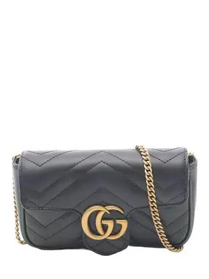 Gucci Marmont Super Mini Leather Shoulder Bag - Black