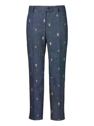 MAISON COMMON Tulip-embroidered Trousers - Blue