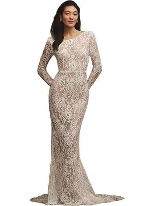BRONX AND BRONCO Colette Blanc Lace Mermaid Gown - White