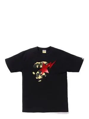 A BATHING APE 1st Camo Ape Face Sta Tee Shirt - Black Yellow