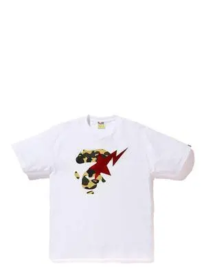 A BATHING APE 1st Camo Ape Face Sta Tee Shirt - White Yellow