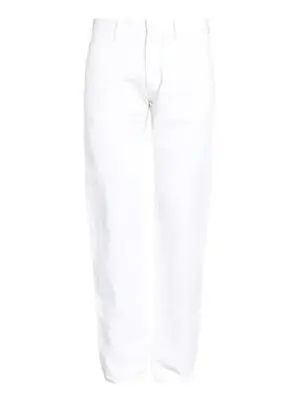 Giorgio Armani Straight Leg Cotton-linen Pants - White