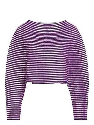 Emporio Armani Striped Cropped Sweater - Purple