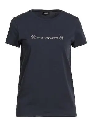 Emporio Armani T-shirt With Logo And Crystals - Navy