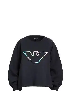 Emporio Armani Cotton-blend Jersey Sweatshirt With Appliqués - Blue