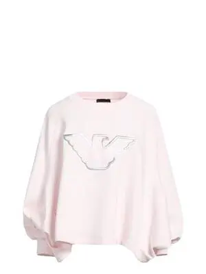 Emporio Armani Cotton-blend Jersey Sweatshirt With Appliqués - Pink