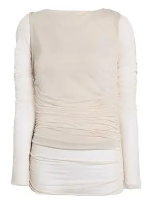 Emporio Armani Crepe And Jersey Top - Beige