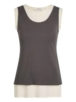 VORANIDA Layered-effect Cotton Tank Top - Grey