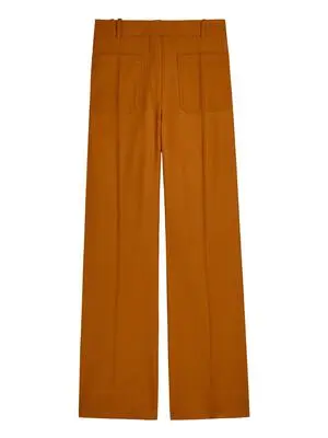 Victoria Beckham Alina Flared-leg Twill Trousers - Bronze