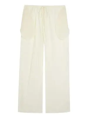 VORANIDA Tracey Wide-leg Cotton-blend Poplin Trousers - Off White