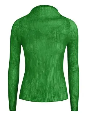 Issey Miyake Pleated Chiffon Top - Green