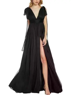 FRAMBOISE Savana V-neck Maxi Dress - Black