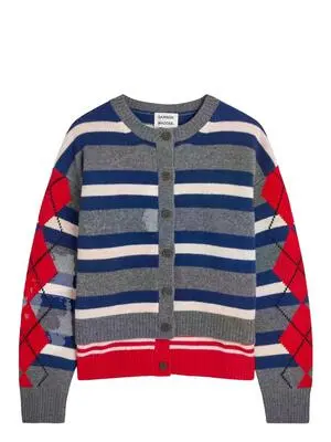 DAMSON MADDER Didi Argyle Striped Cardigan - Grey
