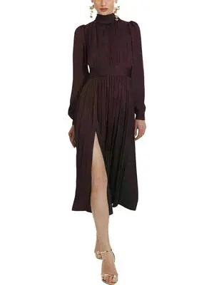FRAMBOISE Otello Pleated Midi Dress - Brown