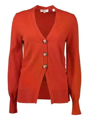 Veronica Beard Lamotte Buttoned V-neck Cardigan - Red